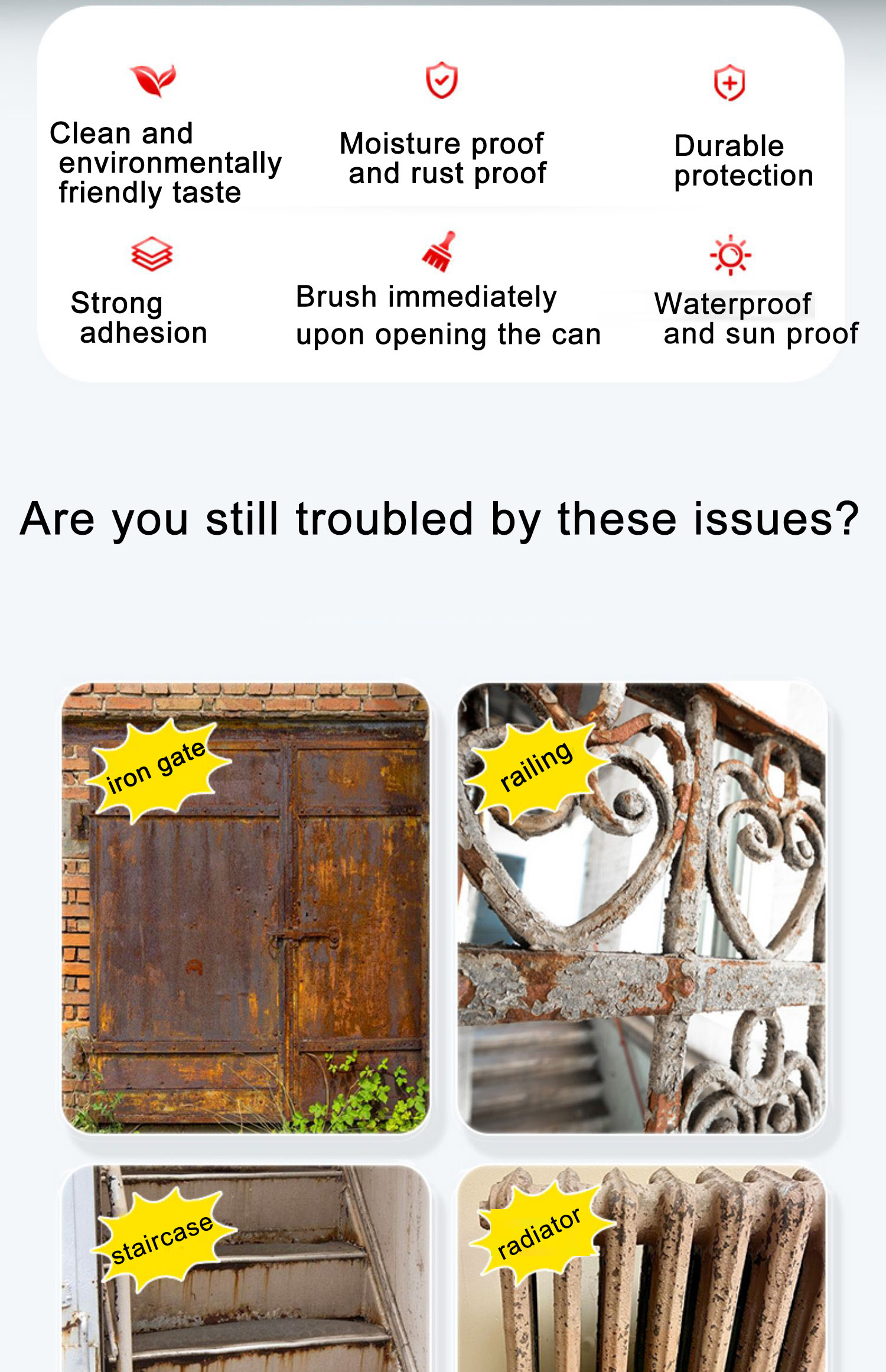 2 IN 1 GOOTI Metal Primer Paint Coating 1KG with Brush Roof Paint Anti ...