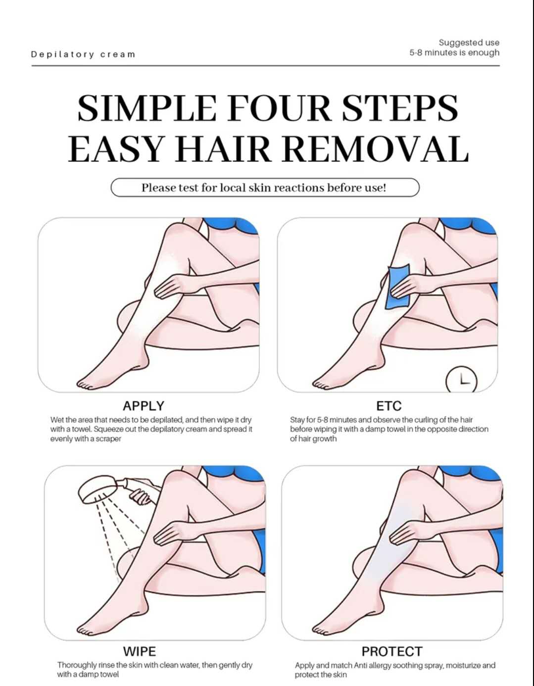 SUKEE Hair Removal Cream Painless Set With Soothing Spray Safe Gentle ...