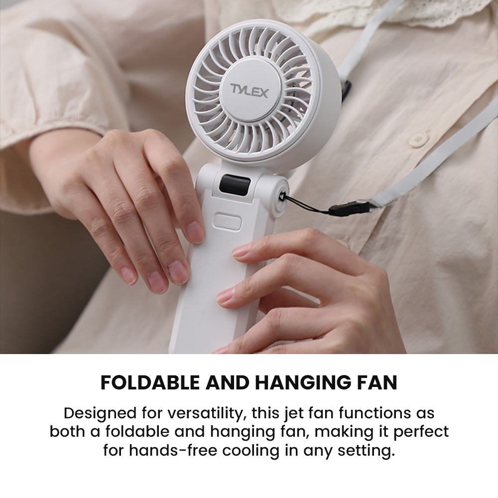 Tylex XM38 Foldable Handheld Foldable Fan 4000mAh with neck lace and HD ...