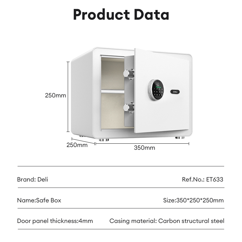 Deli Fingerprint Safe Deposit Box Safety Vault Large Luxury Cash Box ...