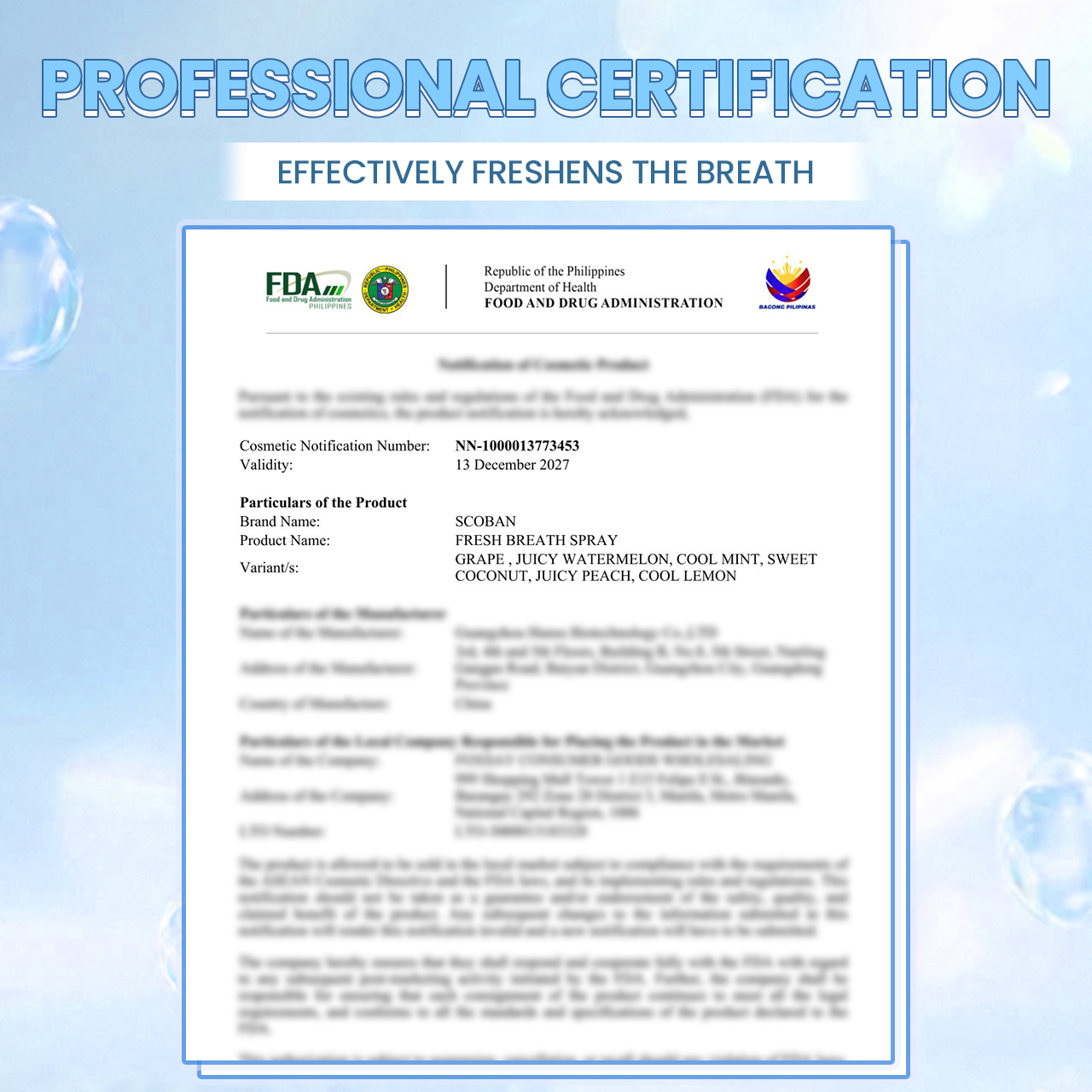 Scoban mouth spray for bad breath fresh breath spray oral care mint ...