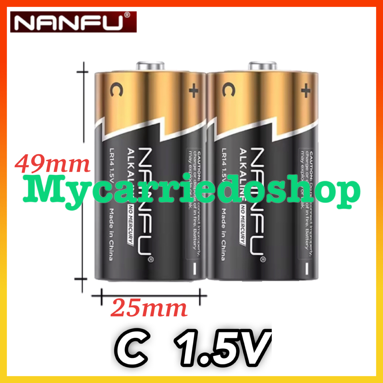 NANFU Alkaline Battery LR14 1.5Volt C Cell Batteries Long Lasting ...
