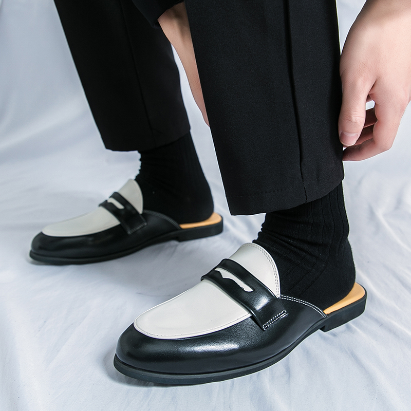 New Large Size Black and White Color Block Loafers Fashiona for Men and ...