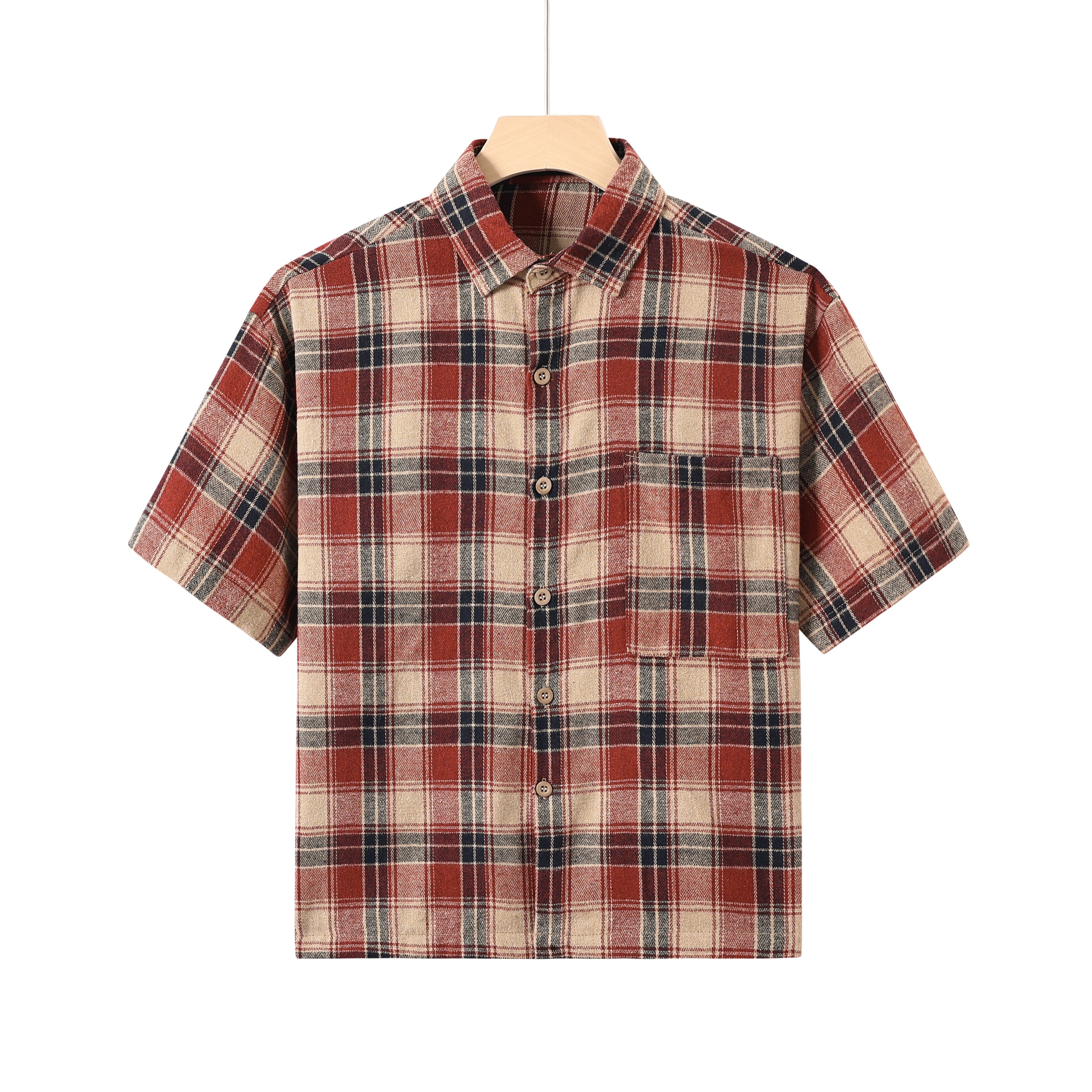 HUILISHI X MANNERED Boxy Shirt for Men Cropped Polo Box Fit Plaid ...