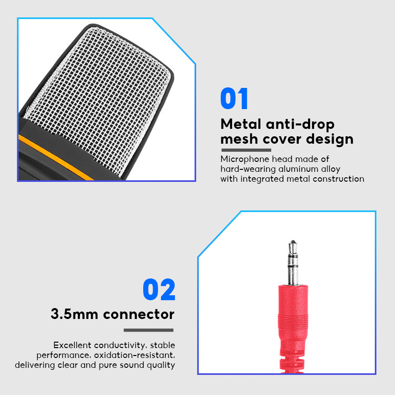 SF-666 Wired Microphone 3.5mm Audio Desktop Studio Condenser Microphone ...
