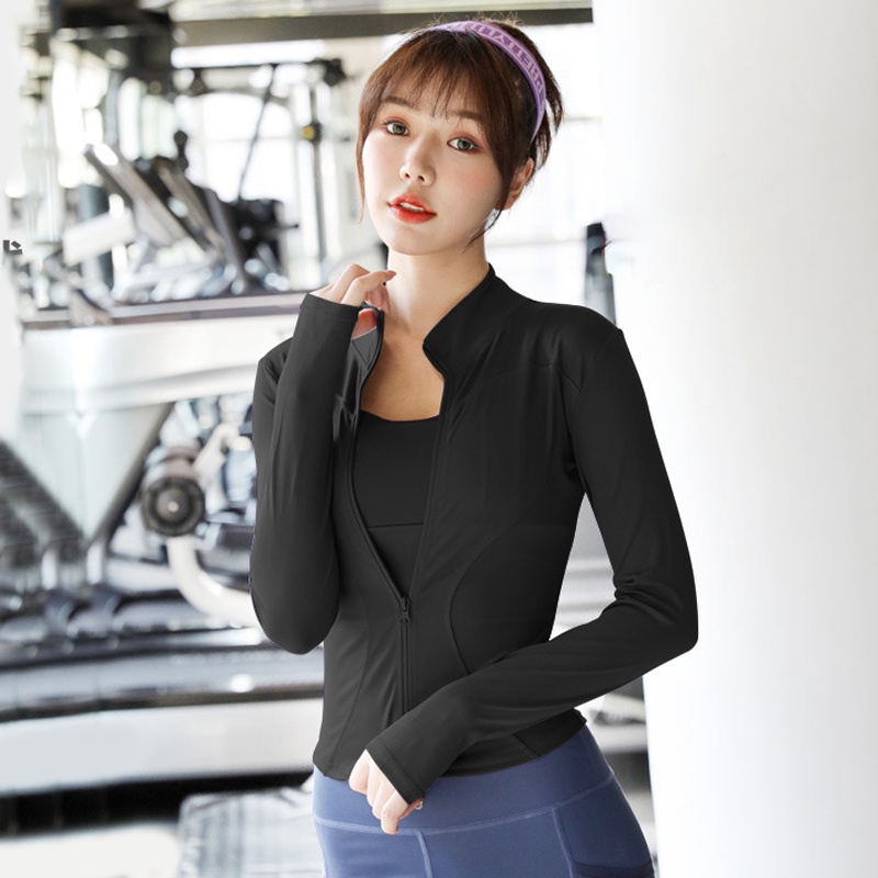 Sports Workout Jacket Long Sleeve Dri fit Yoga Top Running Slim fit ...