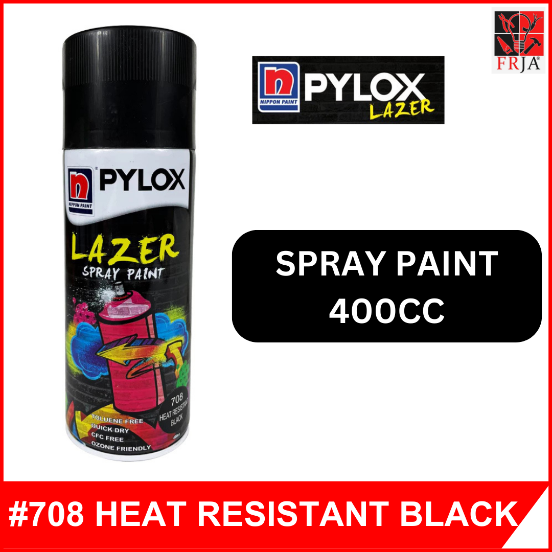 PYLOX #708 HEAT RESISTANT BLACK ORIGINAL LAZER SPRAY PAINT 400CC ...