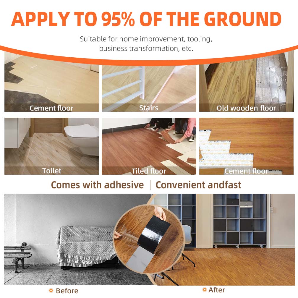 100PCS Wood Grain Vinyl Floor Sticker 91x15cm Self Adhesive PVC Tiles ...