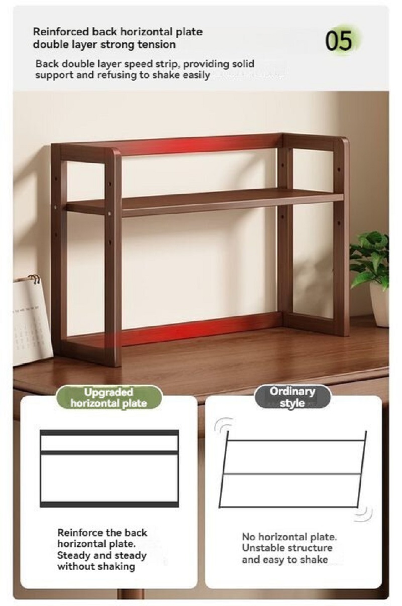 Wooden Storage Desk Rack 2-layer Rack Stand Assemble Wood Shelf Storage ...