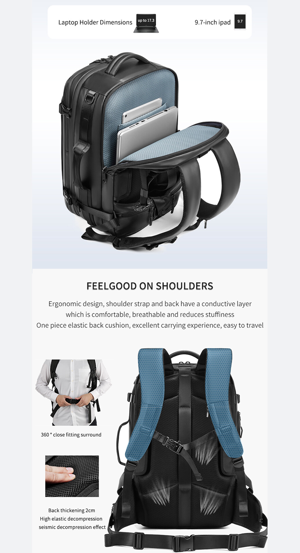 SEA CHOICE High Quality Luxury Anti-Theft Laptop Backpack 17.3 ...