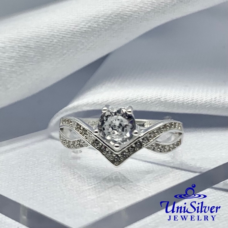 Unisilver 925 Sterling Silver Wishbone Engagement Ring (RS789-1001 ...