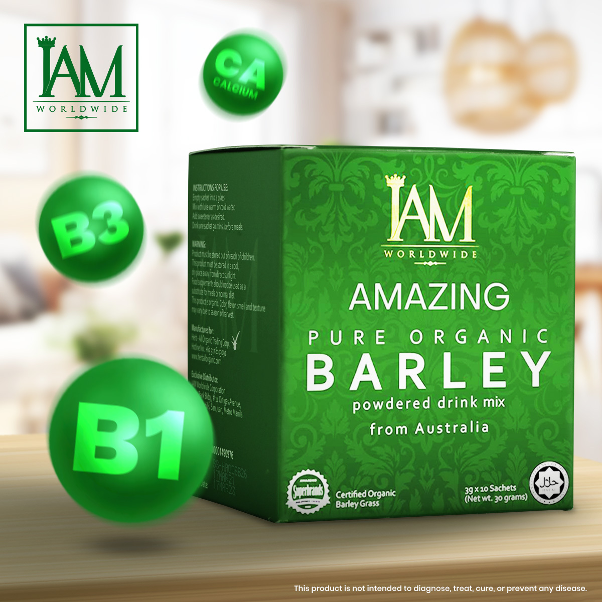 IAM Amazing Barley Pure Organic Barley Grass Powder Drinks Original ...