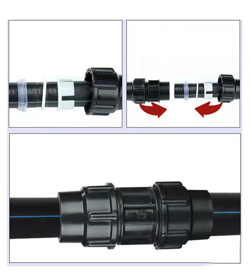 PER PCS 1/2" 3/4" 1" PE Compression Fittings for pe and pvc pipes elbow tee coupling adapter ...