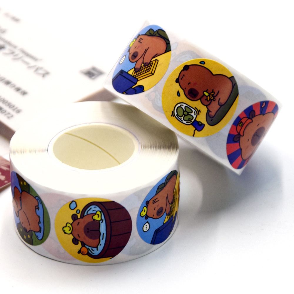 500PCS 2.5cm Reward Stickers cute cartoon fat capybara Sticker Rolls ...