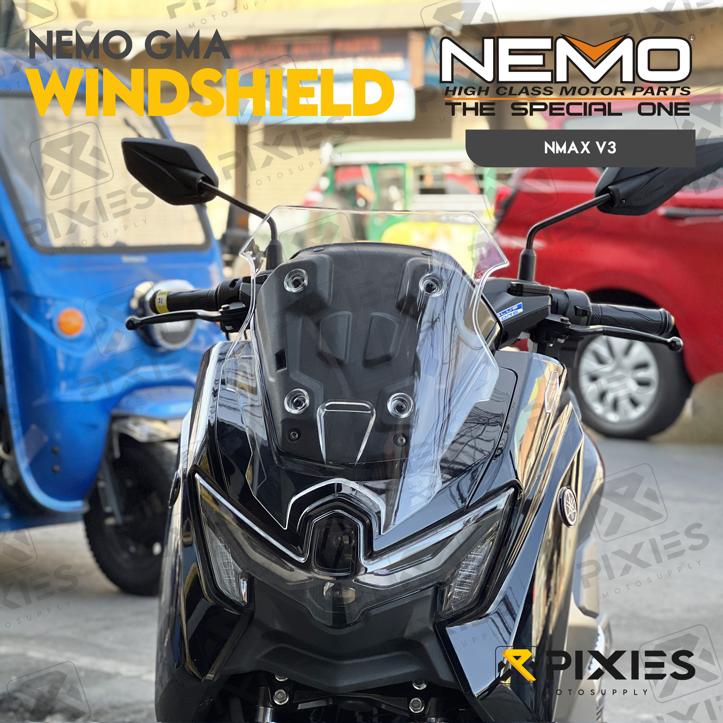 NEMO CLEAR WINDSHIELD SMOKED WINDSHIELD BLACK VISOR FOR YAMAHA NMAX V3 ...