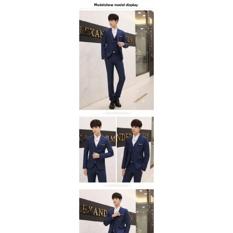 ADO (Local Delive)Suit Men's Three-Piece Suit Men's Full Set of Coat ...