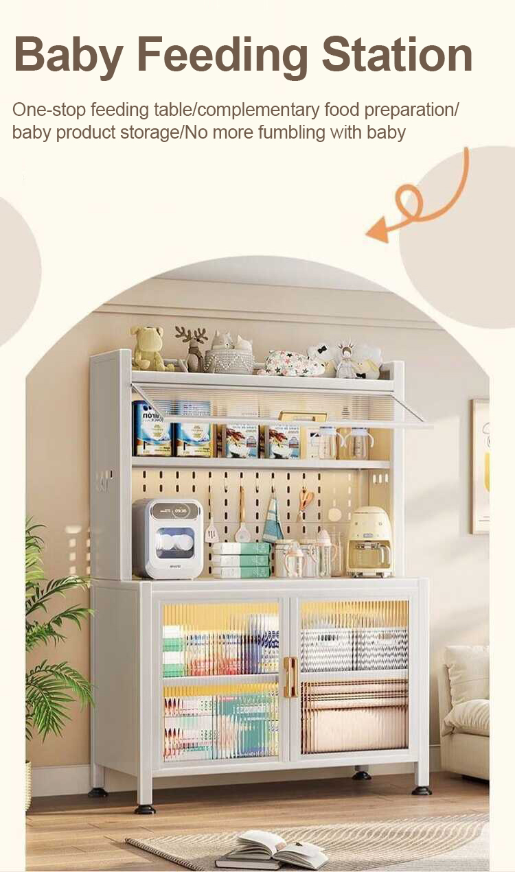 SOFTHOME Kitchen Rack Multi-layer With Foldable Door Dish Pot Storage ...