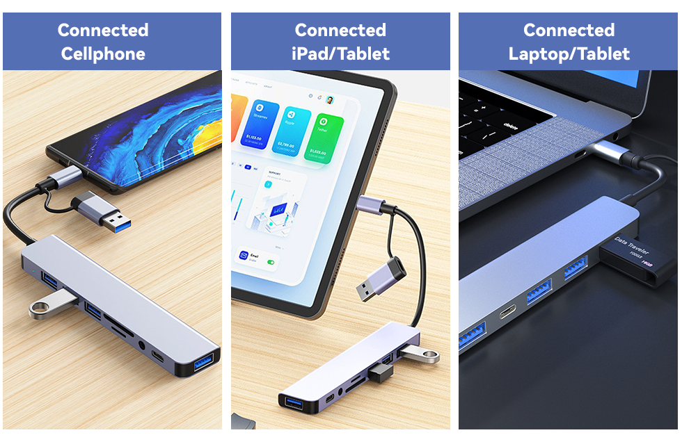 USB C Hub USB Splitter 8-in-1 USB Extender with 4 USB Port 1 USBC Jack ...