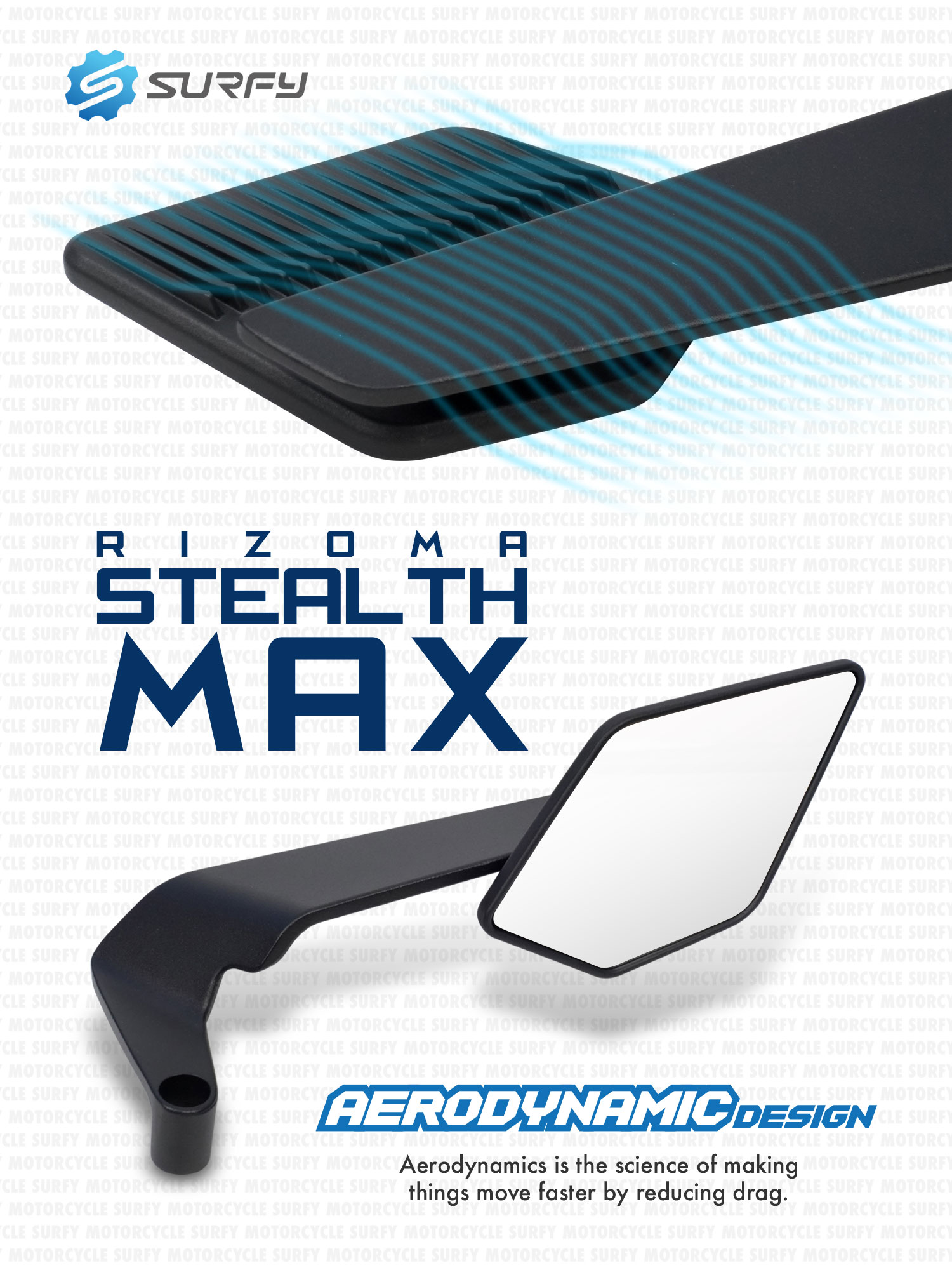 Rizoma Stealth Max Side Mirror Aerodynamic Design Foldable Mirror ...