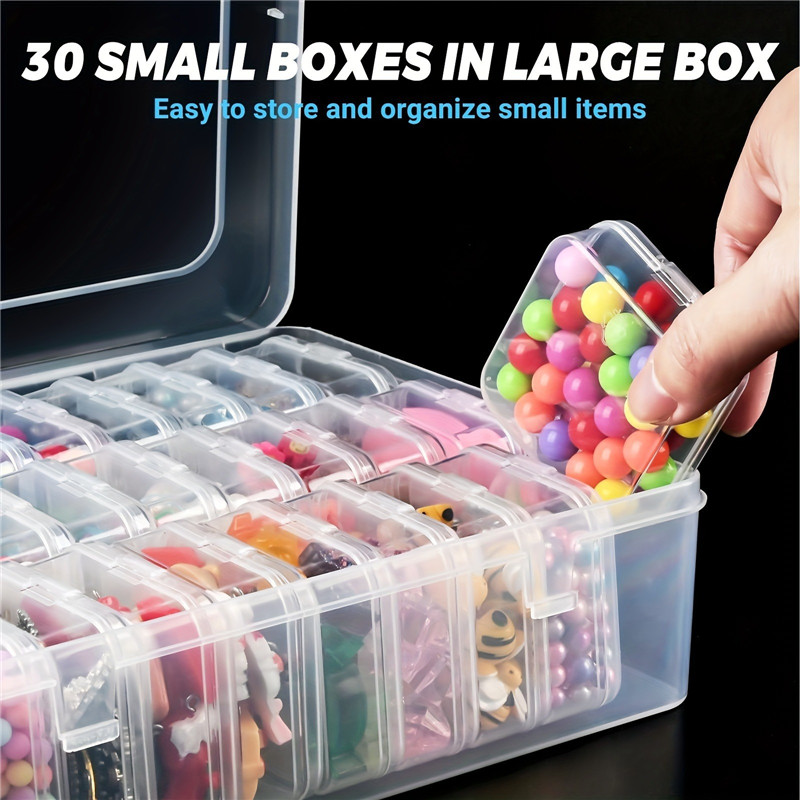 30-Compartment Clear Plastic Organizer Box With Small Storage ...