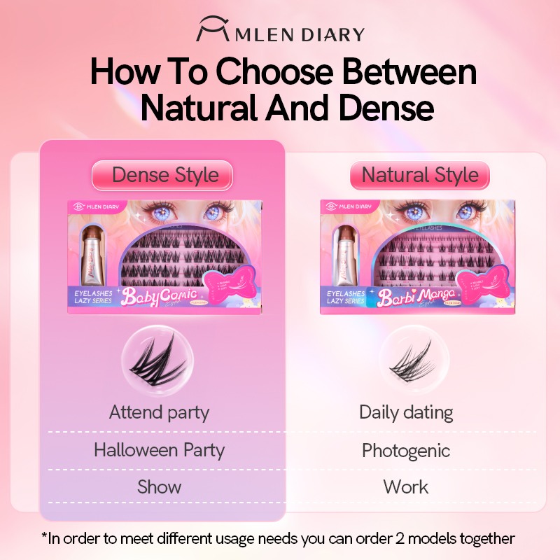 MLEN DIARY False Eyelashes With Glue Segmented Cluster Lashes Reusable ...