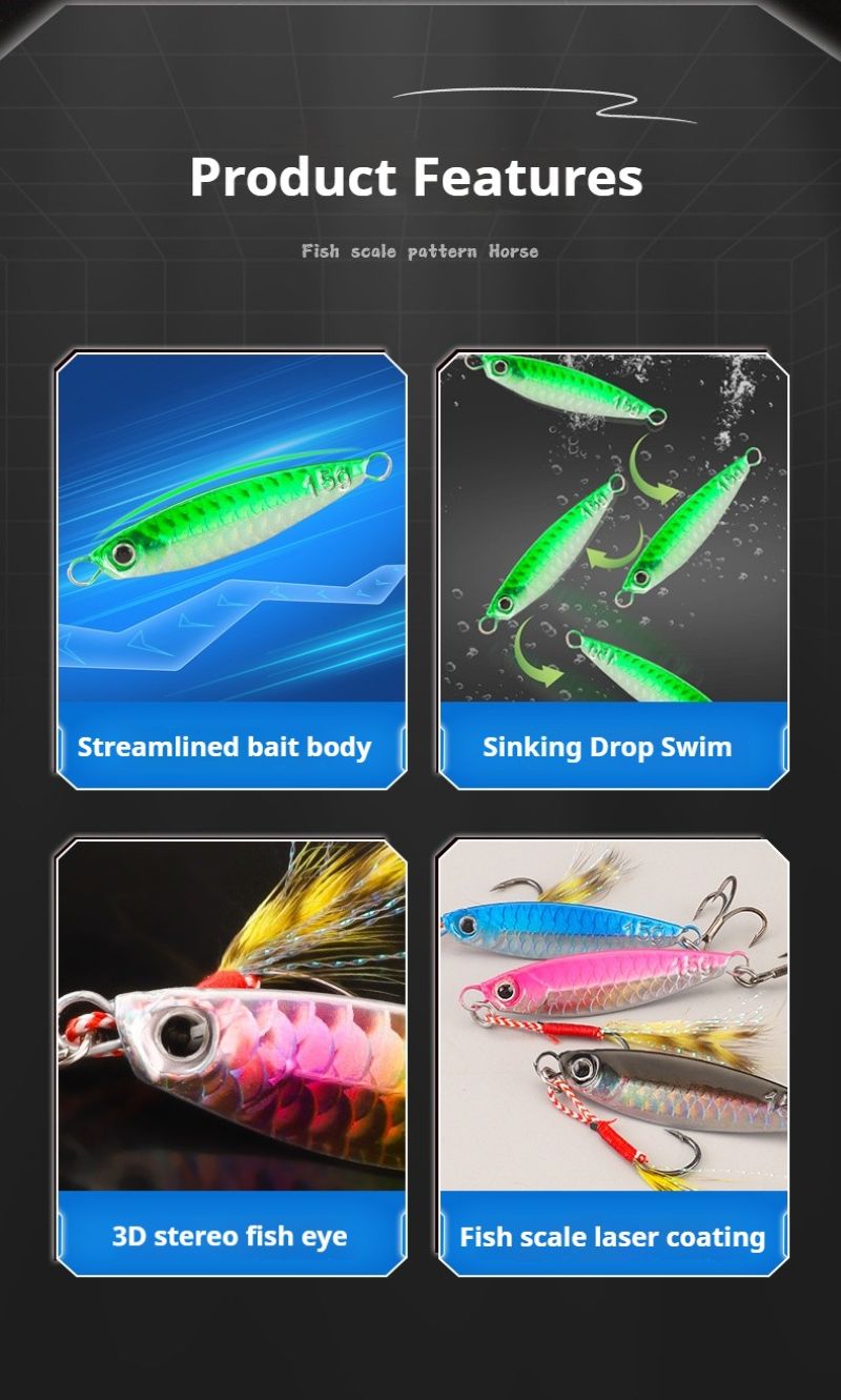 1Pcs Slow Sinking 7-30g Metal Micro Jig Fishing Lure with 3D Eyes Laser ...