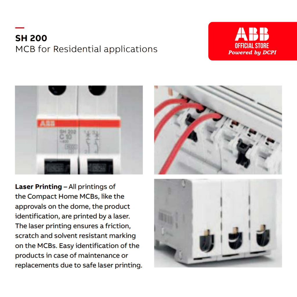 ABB SH200 Series 1-Pole Miniature Circuit Breaker (SH201-C6 to C63) | Shopee Philippines