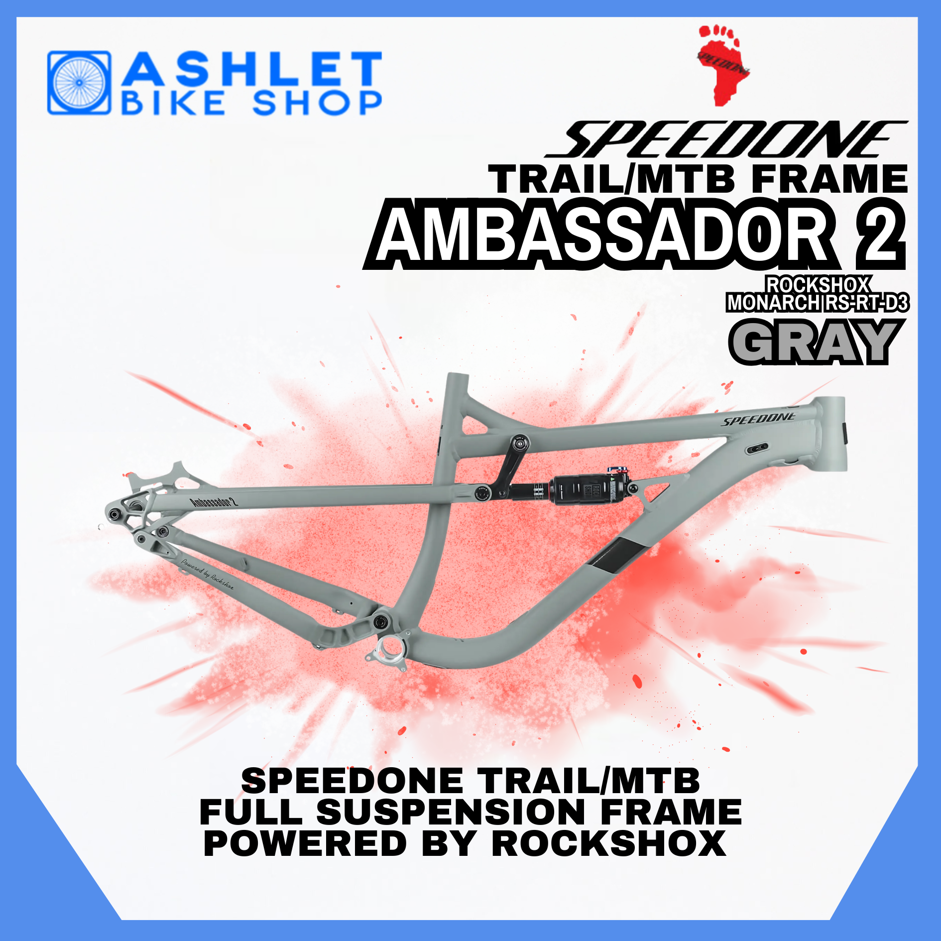 SPEEDONE AMBASSADOR 2 Full Suspension Frame RockShox Monarch Rear Shock ...