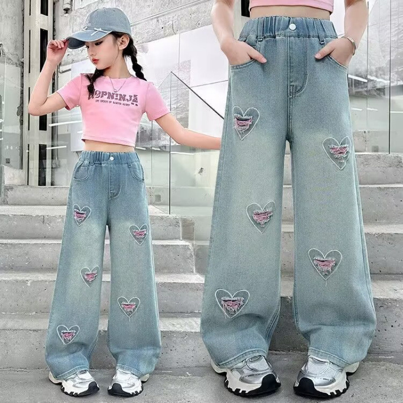 Maong Pants for Kids Girls Denim Pants Childrens Jeans Love Ripped ...