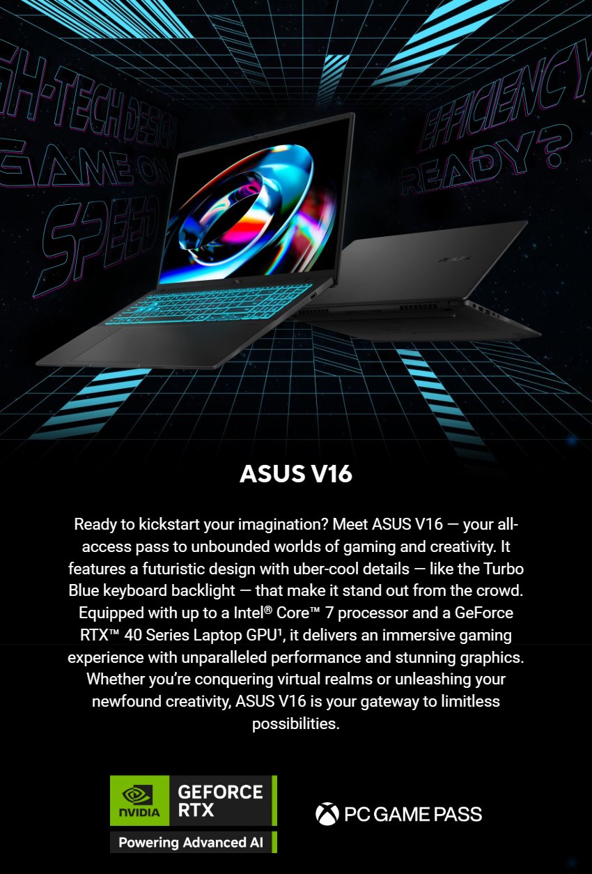 Asus V16 V3607VU-RP076W 16" WUXGA 5-210H 8GB 512GB SSD RTX 4050 GDDR6 ...