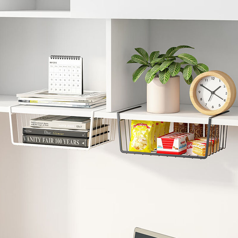 Under Shelf Table Storage Basket Rack Desk Wire mesh Cabinet Hanging ...