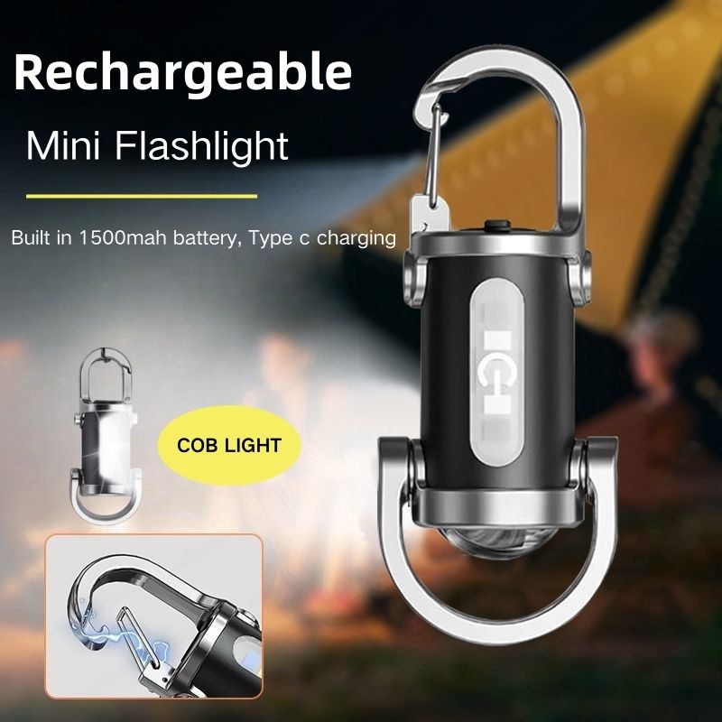 Keychain Work Light COB Led Mini Flashlight Usb Rechargeable Waterproof ...