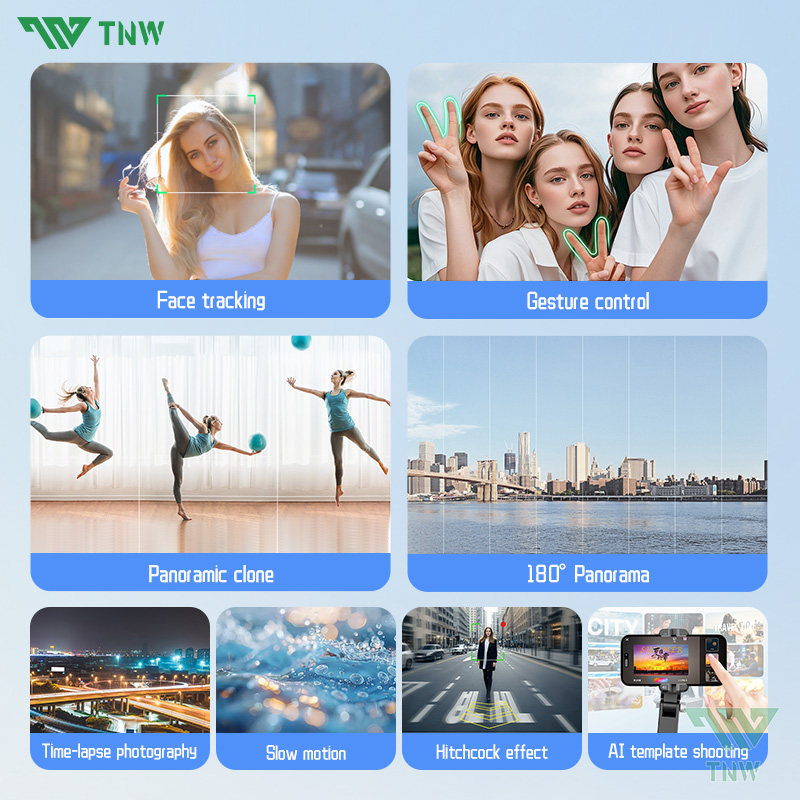 TNW Q19 4in1 Selfie Stick Gimbal Stabilizer AI Face/Object Tracking ...