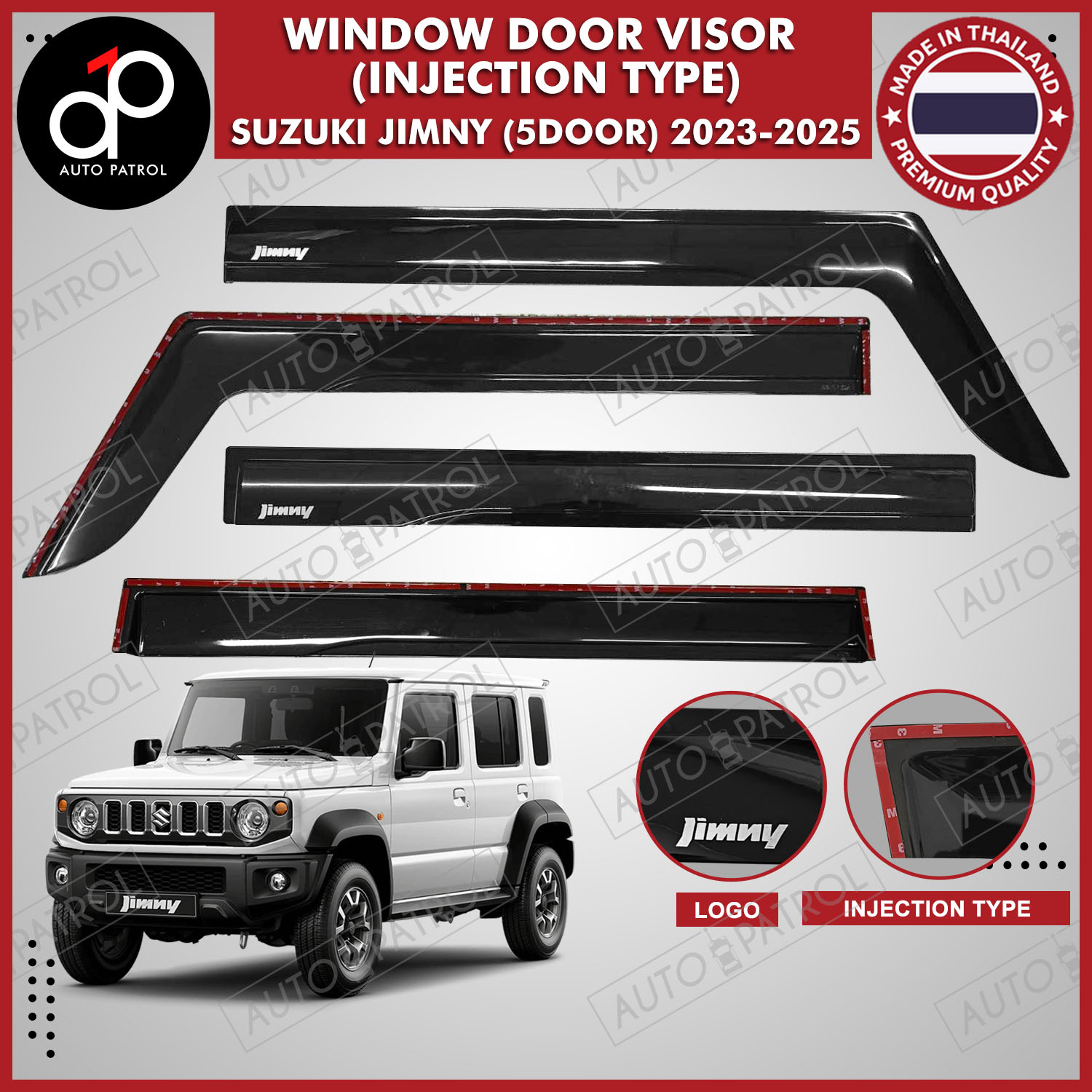 SUZUKI JIMNY 5 DOOR 2023-2025 Window Door Rain Visor Black (INJECTION ...