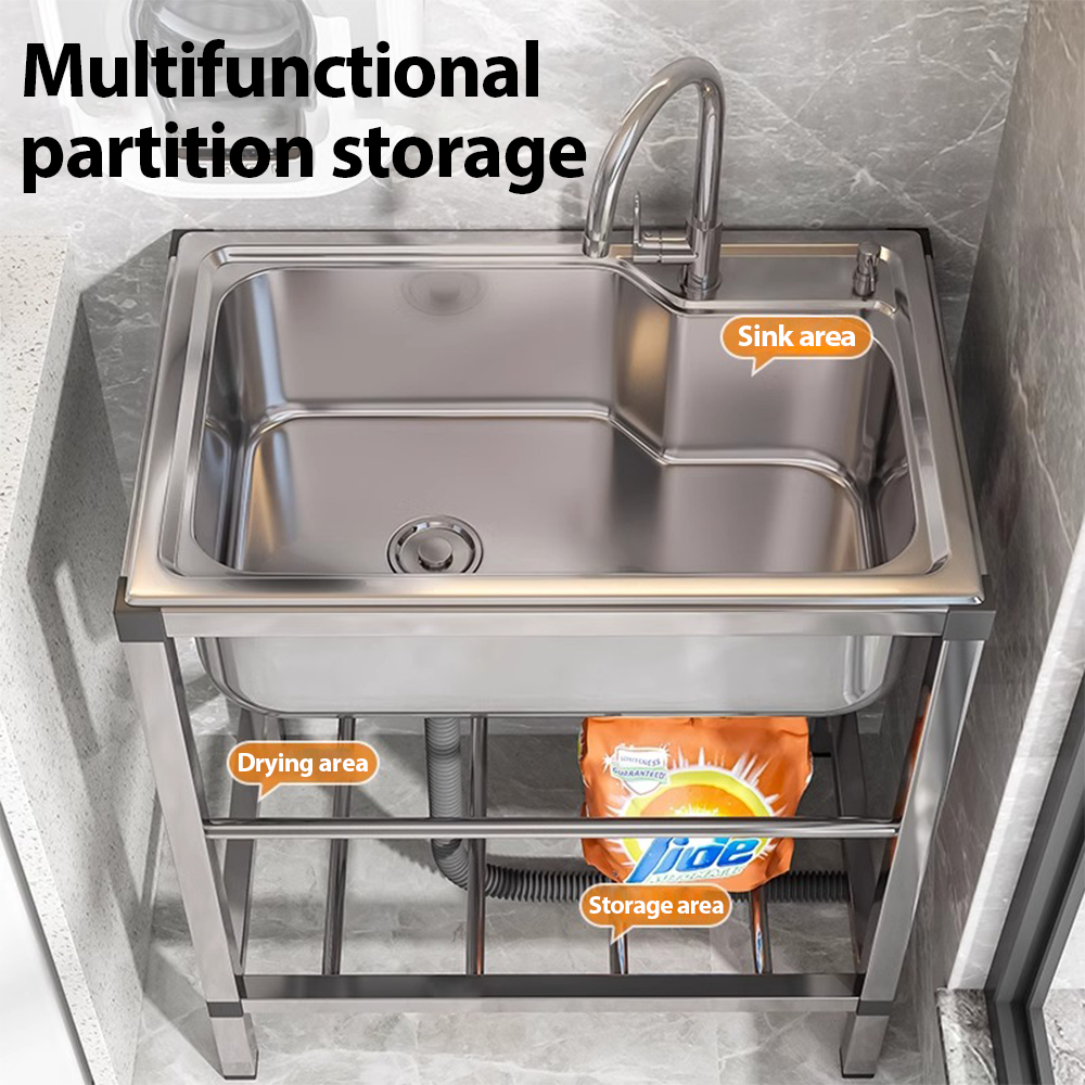 【7 Days No Reason To Return】304 kitchen Stainless Steel Sink 48*35*75cm ...