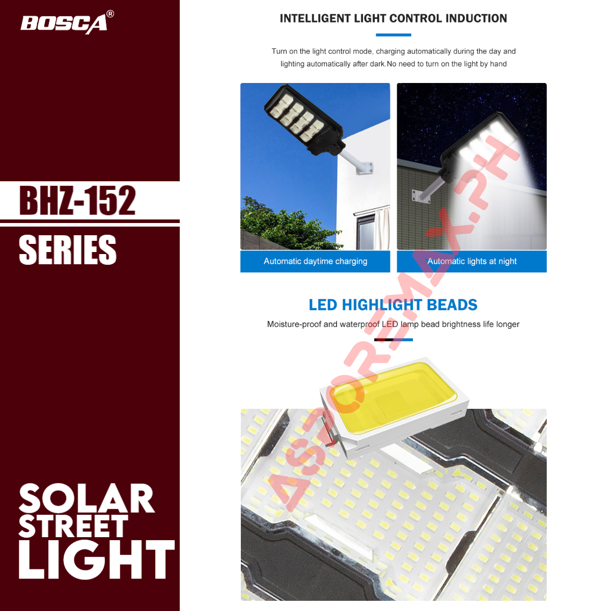 BOSCA Solar Street Light 1200W 1500W & 1800W BHZ-152 Outdoor Light ...