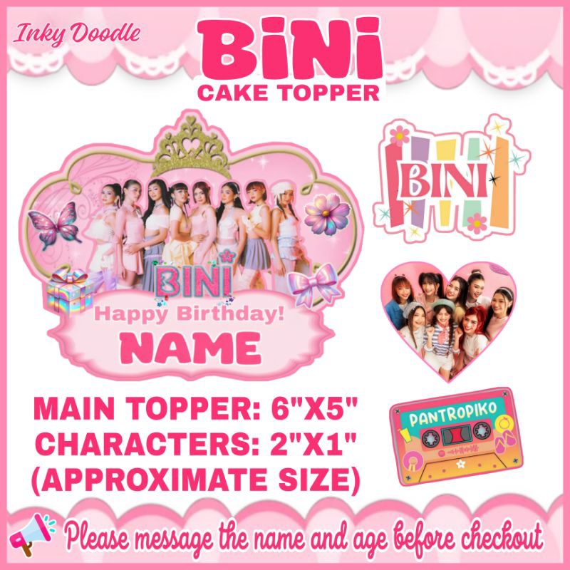 BINI Cake topper / PRINTED/WATERPROOF/ Customized with NAME AND AGE ...