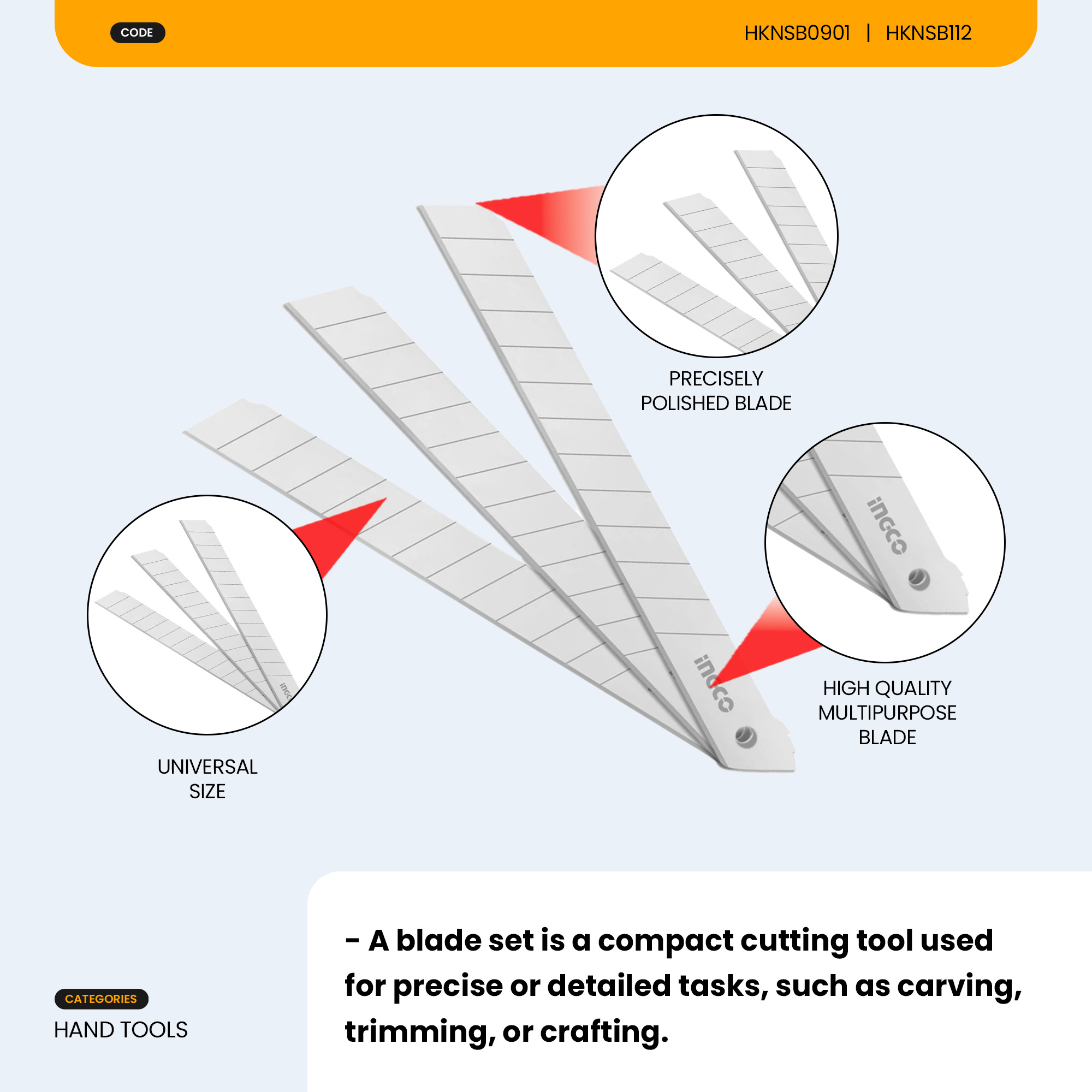 Ingco 10pcs Snap-Off Cutter Blades Set Refill 18mm/9mm Utility ...