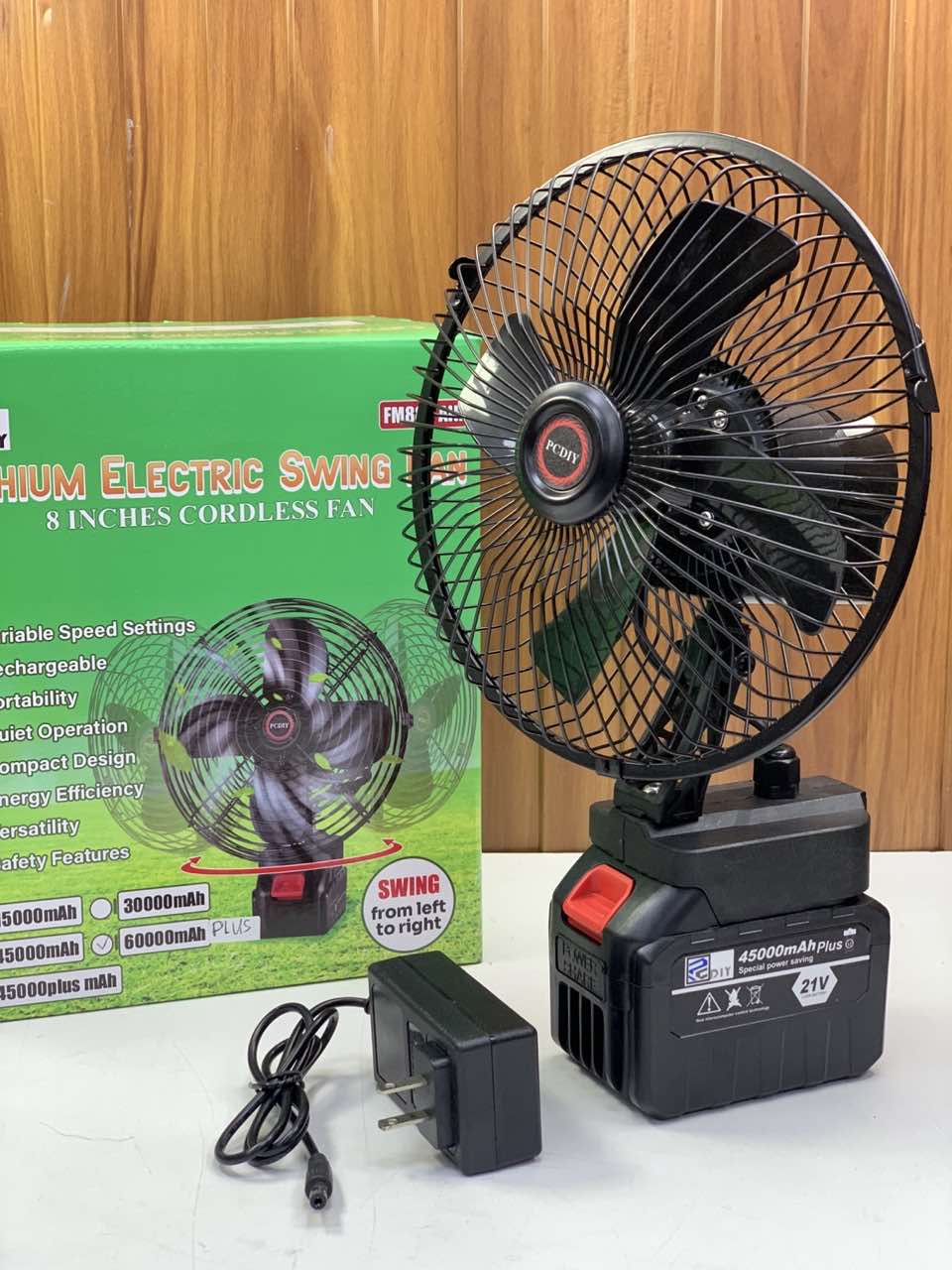 PC.DIY FM888 AIR Automatic Swing Fan 8" Lithium Rechargeable Cordless ...