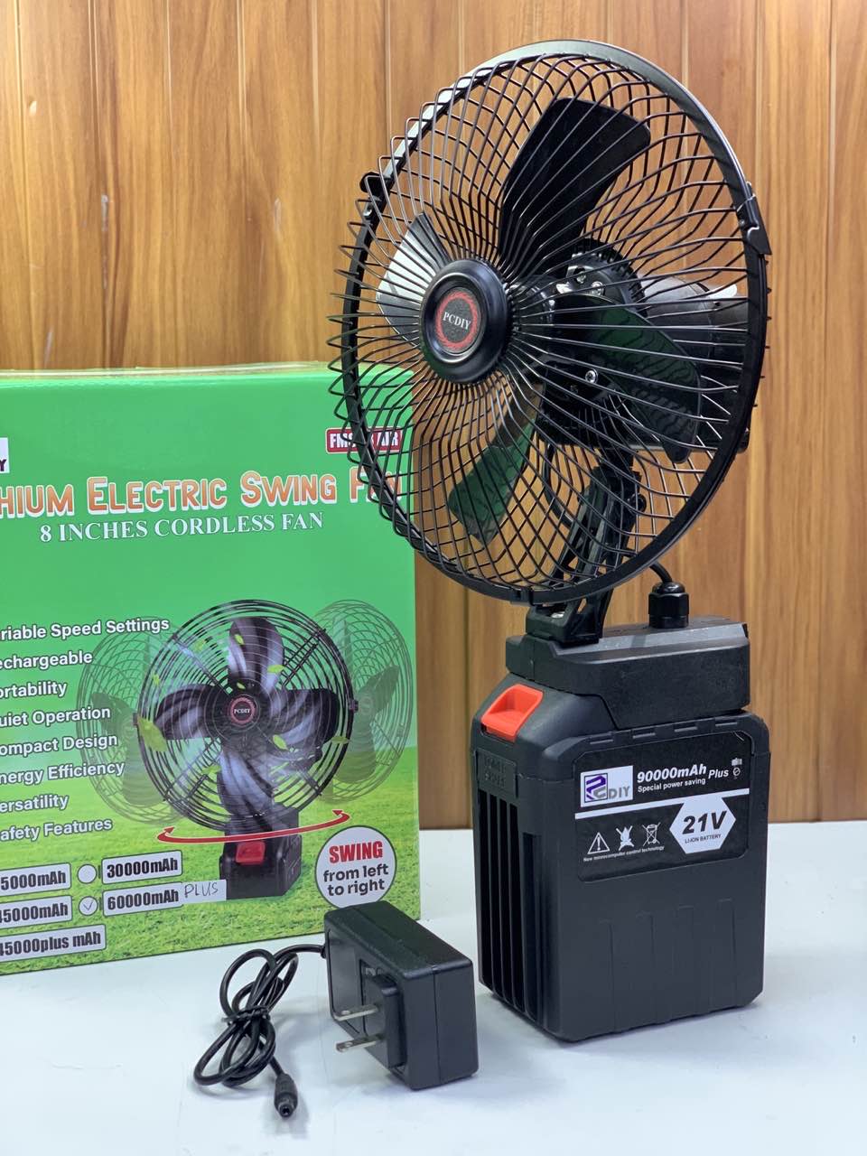 PC.DIY FM888 AIR Automatic Swing Fan 8" Lithium Rechargeable Cordless ...