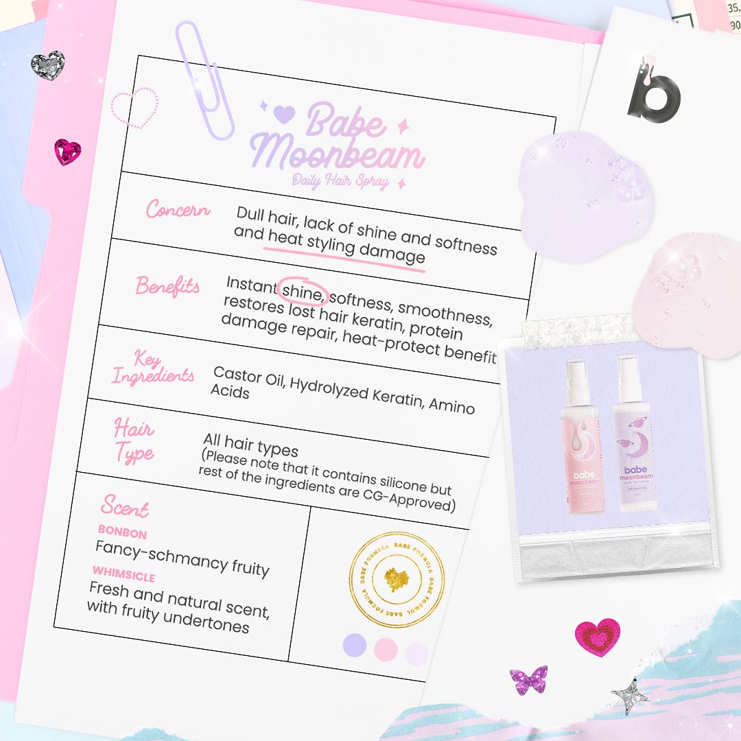 Babe Formula Moonbeam Gleam Hair Spray Hair Shine Spray Heat Protection ...