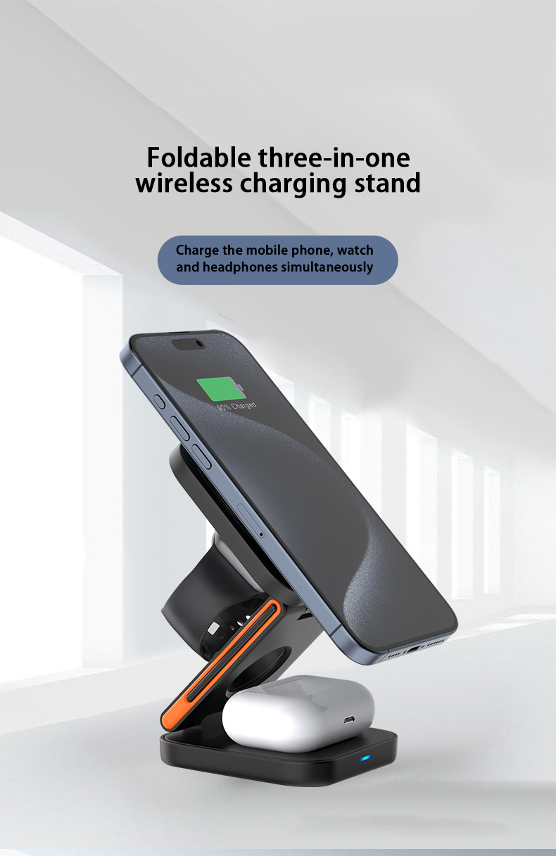 3-in-1 wireless charger fast charging base, foldable charging base ...