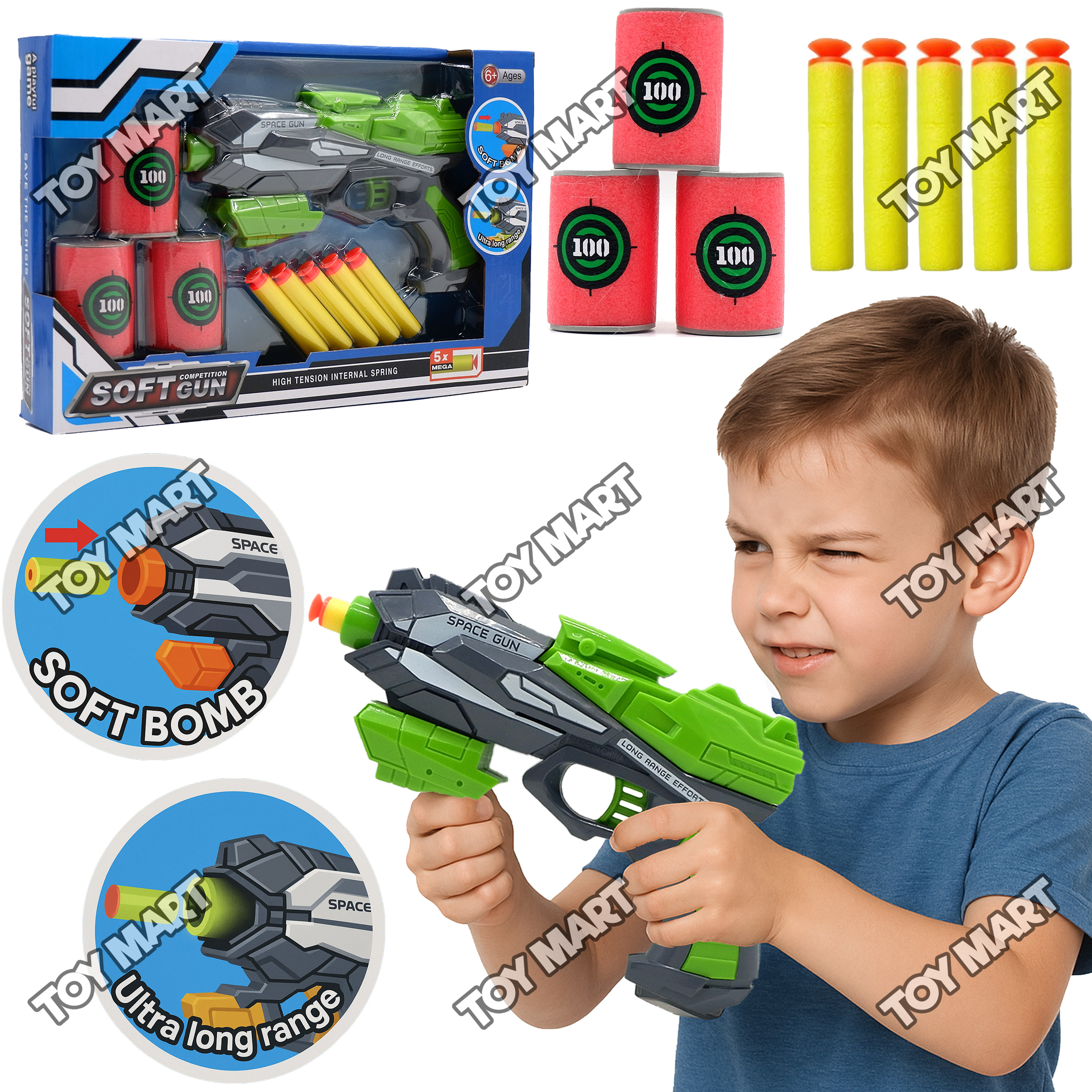 Space Soft Bullet Blaster – Safe Indoor/Outdoor Toy Blaster for Kids ...