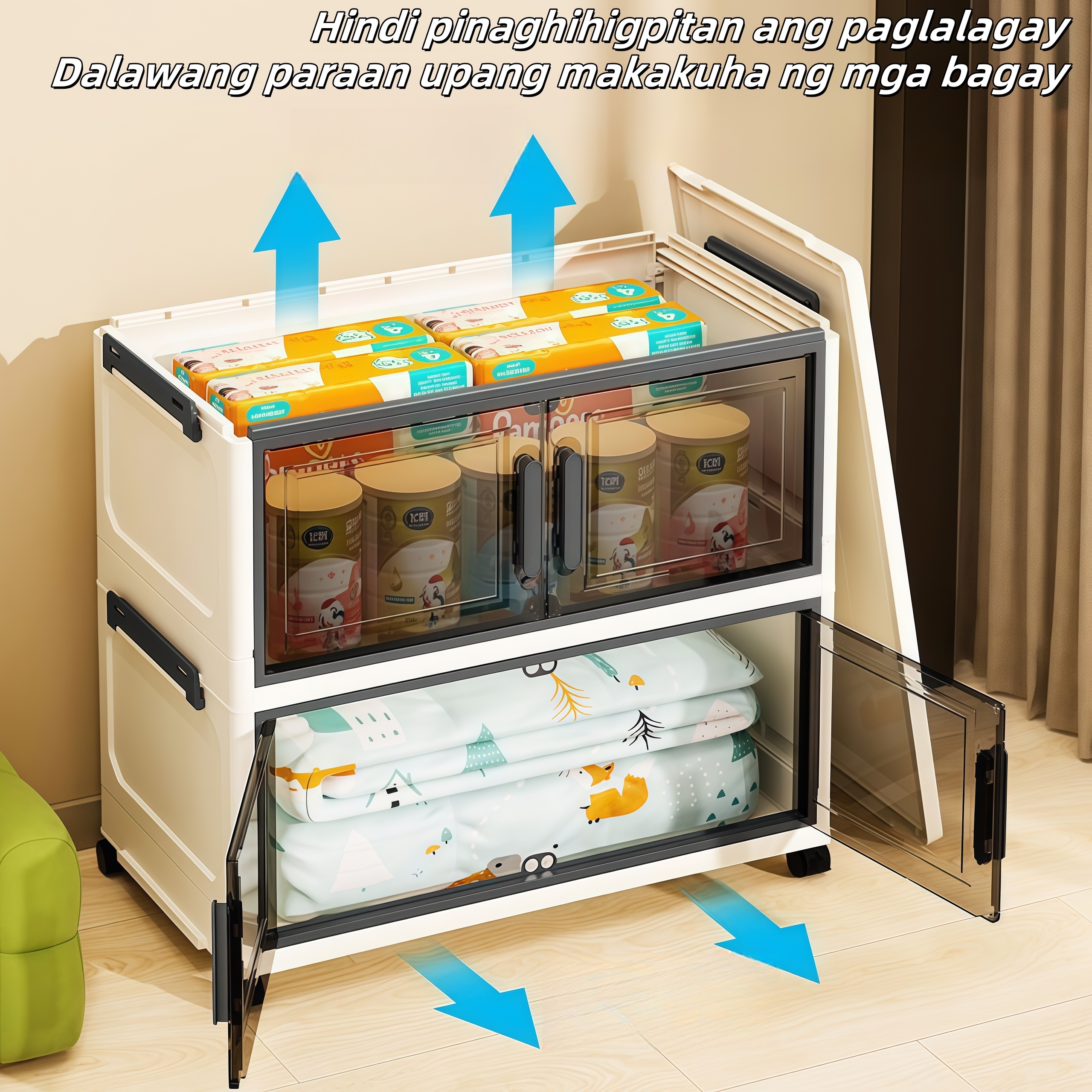 Folding plastic storage cabinet, pag-install na walang tool, mataas na ...
