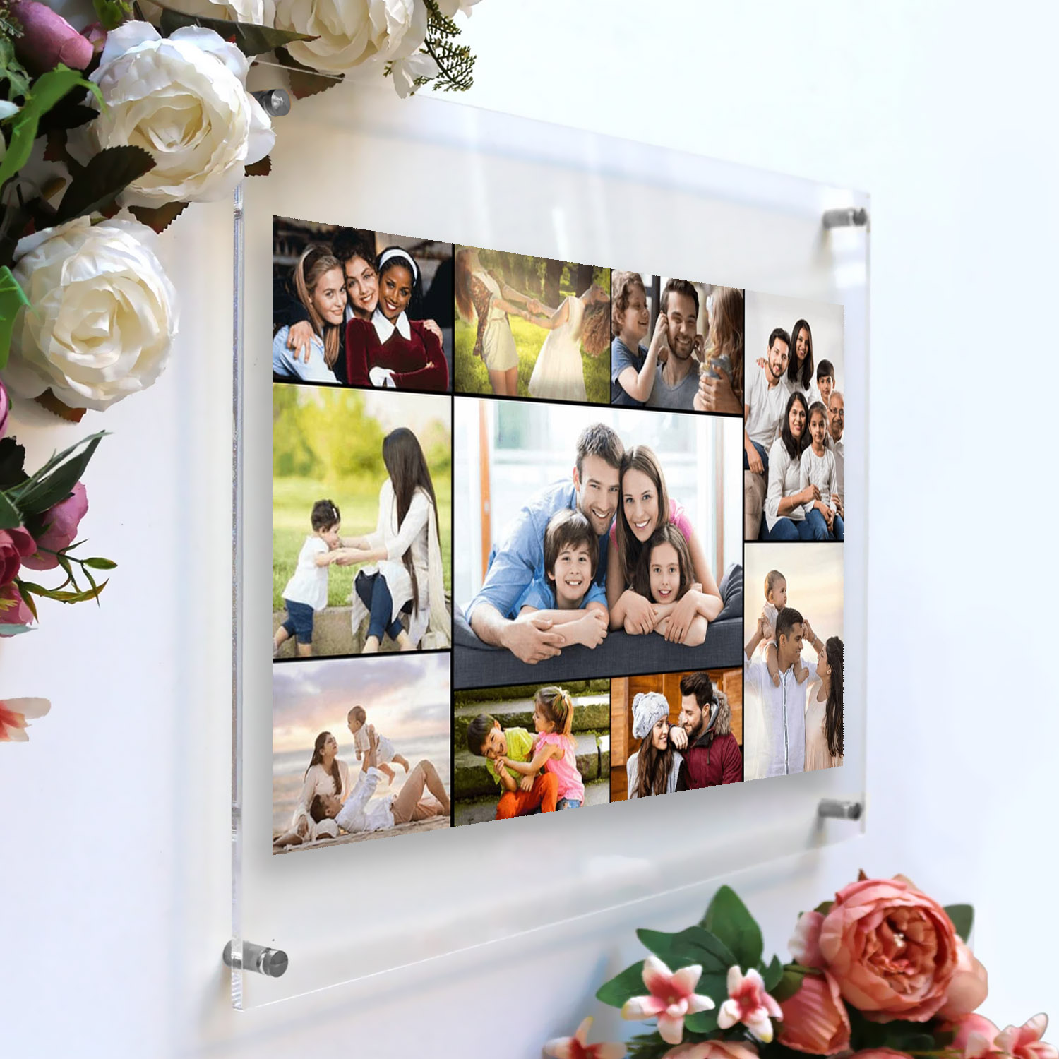 LE Acrylic Photo Collage Floating Frame Display Insert Holder 2 Layers ...