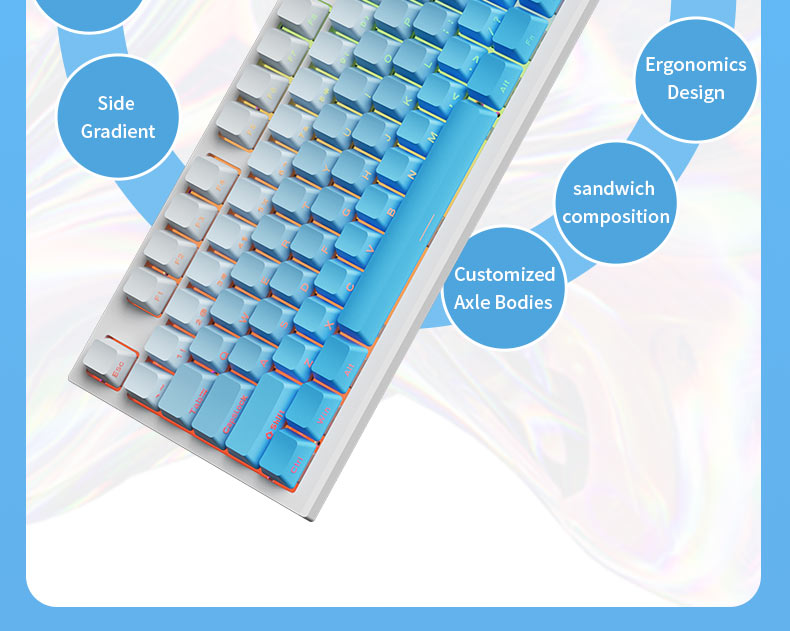 LANGTU Upgrade Side Lettering PBT Keycaps LT104 3Mode Wireless Gaming ...