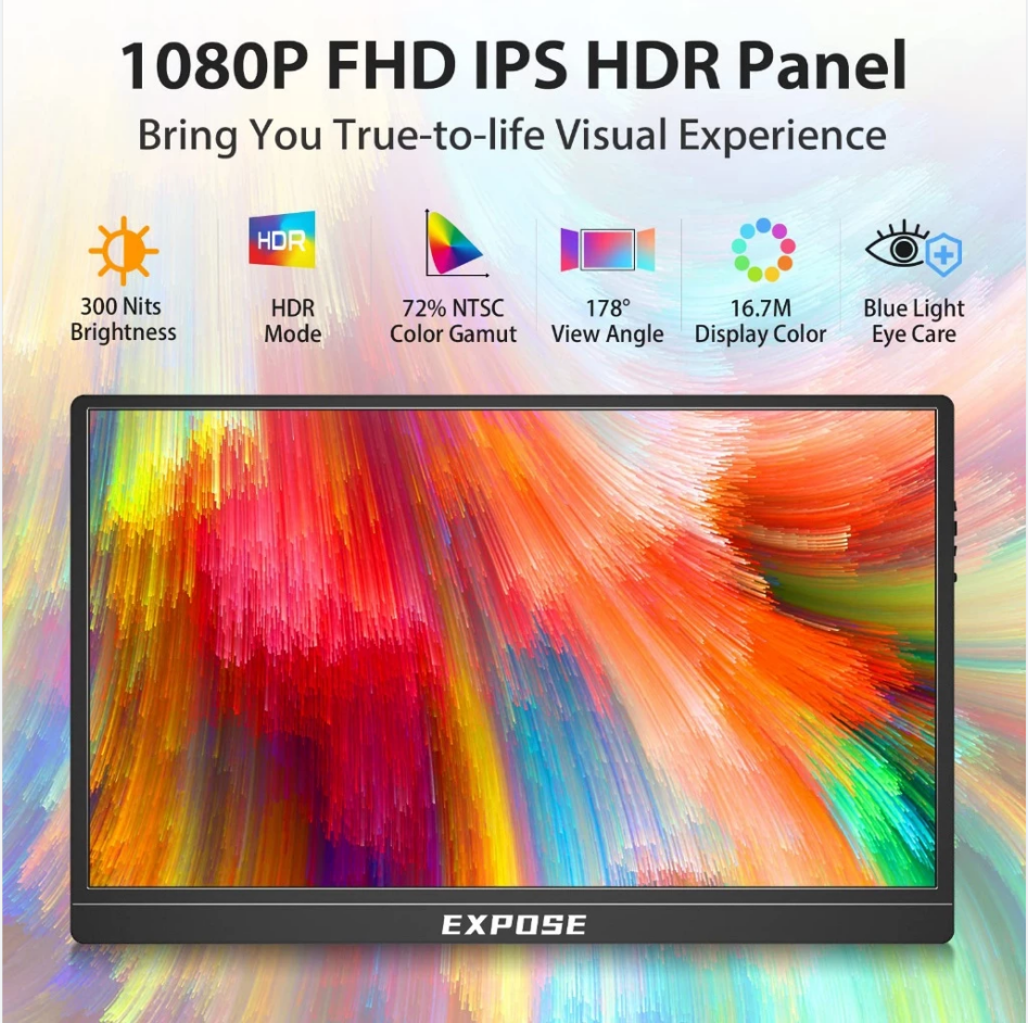 Expose 14 inch Portable Gaming Monitor 4K IPS FHD for Switch PS4 Phone ...