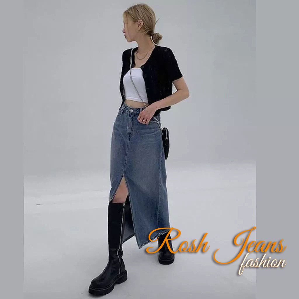 Rosh_Jeans 90s Retro skirt for women high waist Long Skirt Maong Palda ...