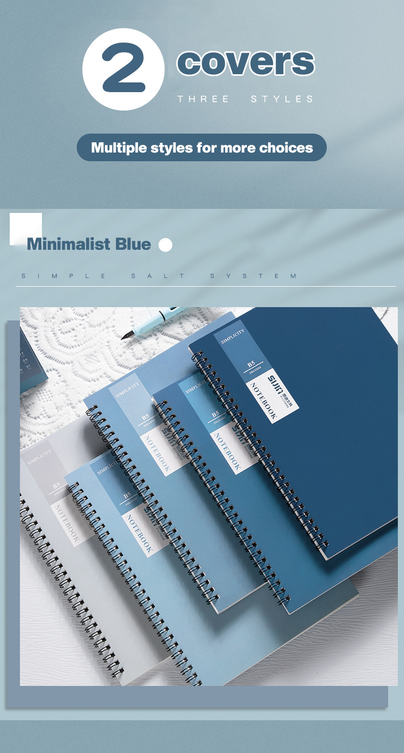 5Pc A5 Spiral Notebook Set Morandi Solid Colors Spring Notebook ...