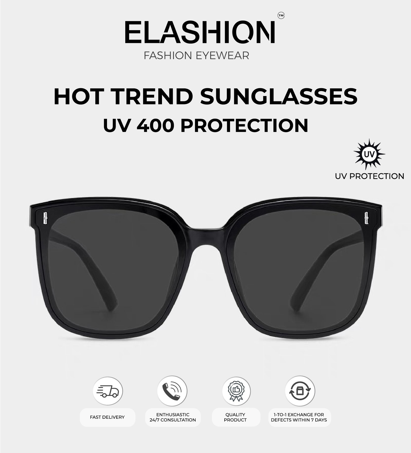 ELASHION TR90 Sunglasses, UV Protection, Shield Against Harsh Sunlight, 2025 Fashion Hot Trend ...